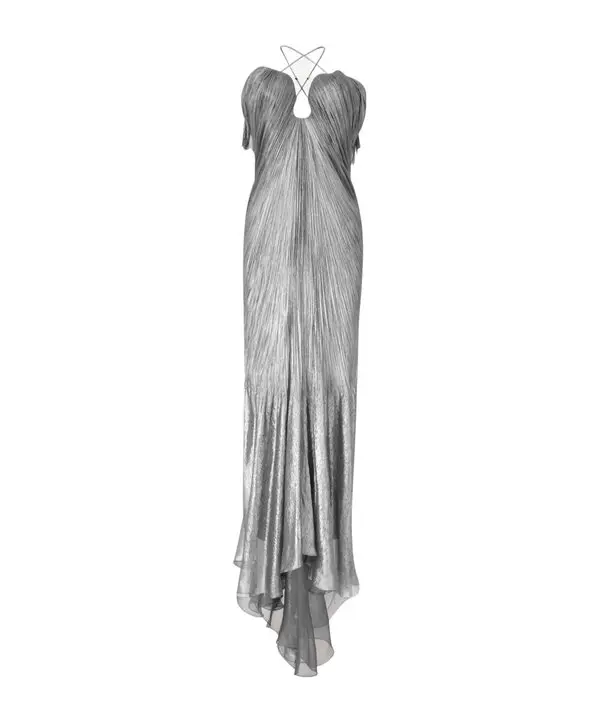 MARIA LUCIA HOHAN Metallic Sweetheart Neckline Sleeveless Gown