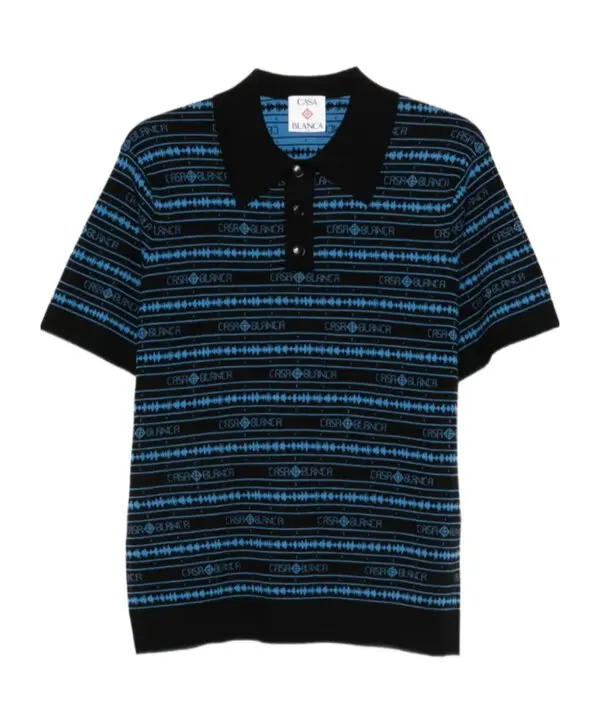 Casablanca Branded Striped Polo Shirt
