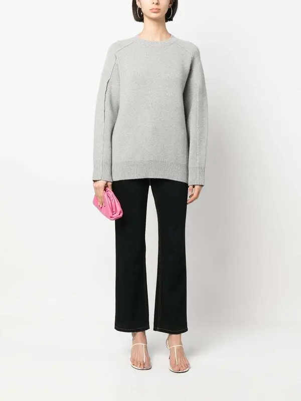 LANVIN Round Neck Cape-back Jumper - Gray