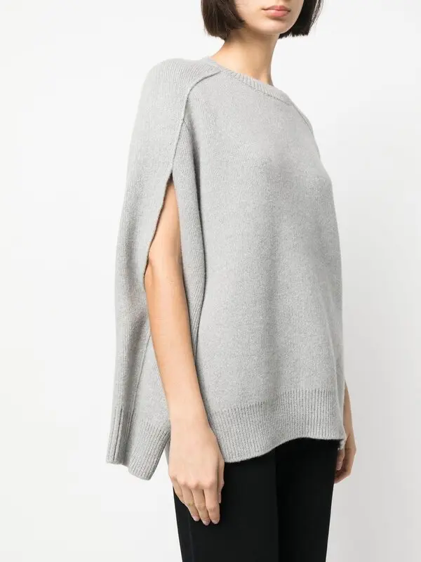 LANVIN Round Neck Cape-back Jumper - Gray