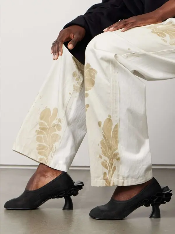 Dries Van Noten Curved Block Heel Pumps With Ruffled Trim