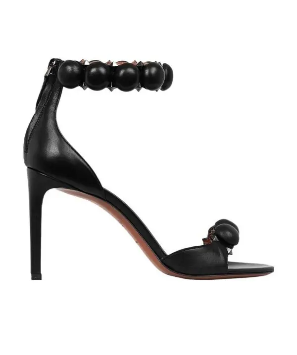 Alaïa Leather Embellished High Heel Sandals - Black