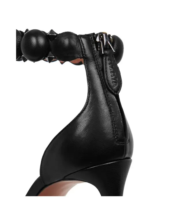Alaïa Leather Embellished High Heel Sandals - Black