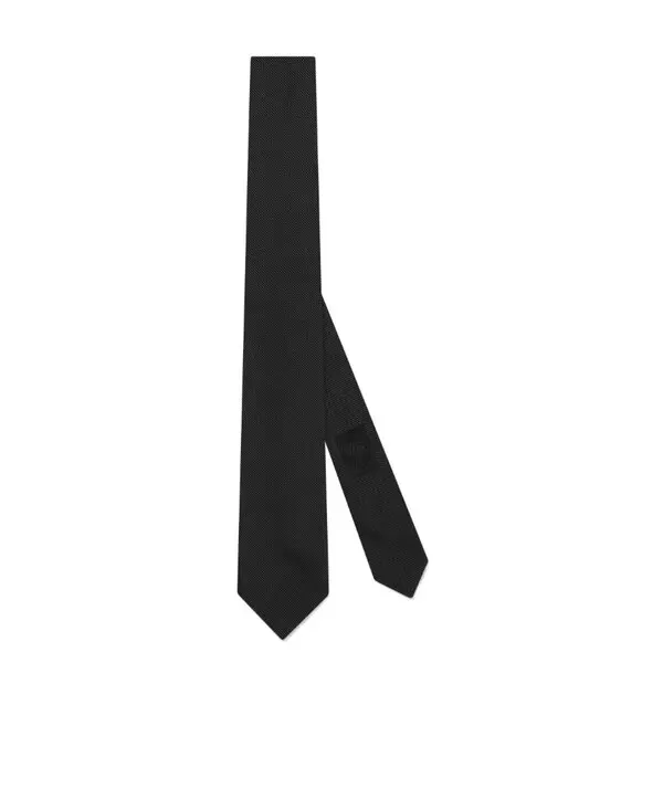 Gucci Silk Tie With Double G Detail - Black