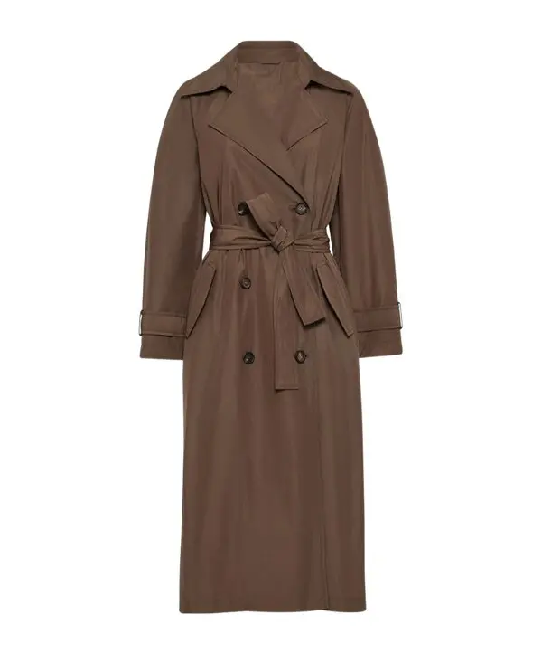 Brunello Cucinelli Double-breasted Belted Trench Coat - Cocoa