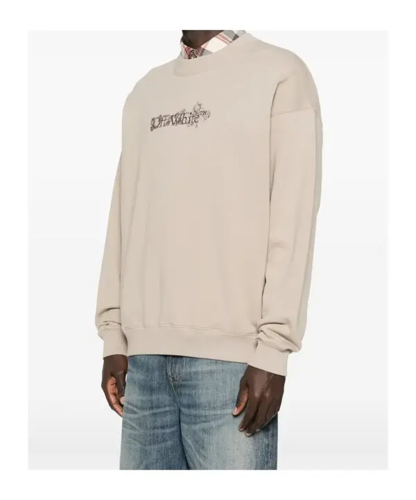 Off-White Long-sleeved Sweatshirt With Logo Detail - Nude