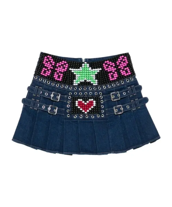 CHOPOVA LOWENA Beaded Heart Mini Skirt