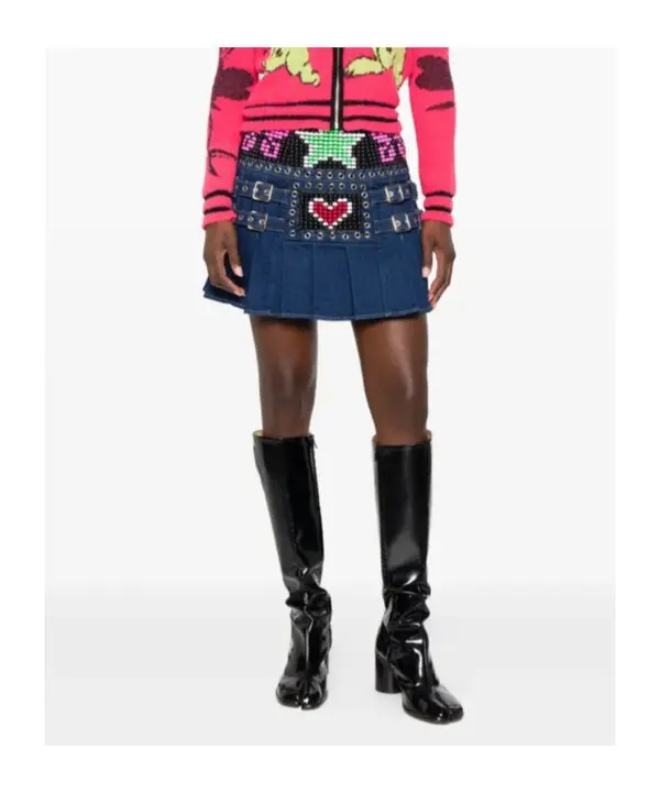 CHOPOVA LOWENA Beaded Heart Mini Skirt