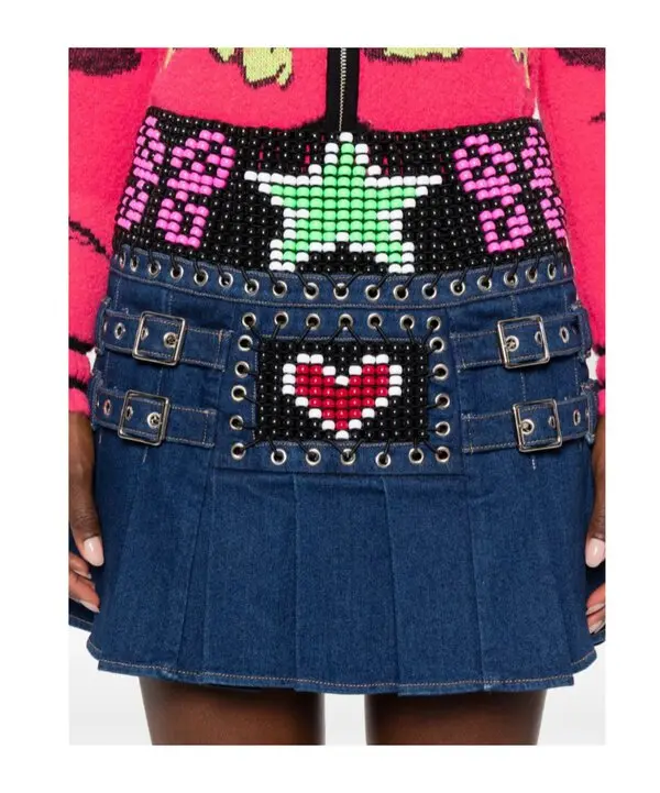 CHOPOVA LOWENA Beaded Heart Mini Skirt