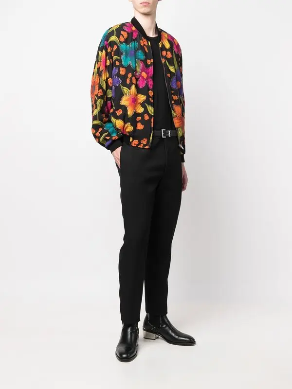 Saint Laurent Floral Crepe Teddy Jacket