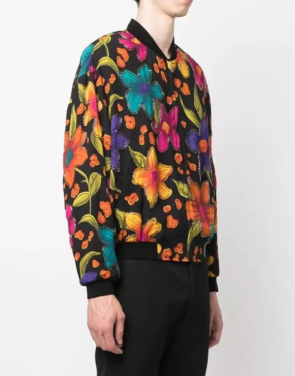 Saint Laurent Floral Crepe Teddy Jacket