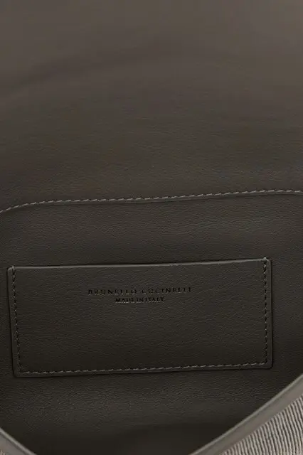 Brunello Cucinelli Precious Monili Foldover Clutch Bag - Gray