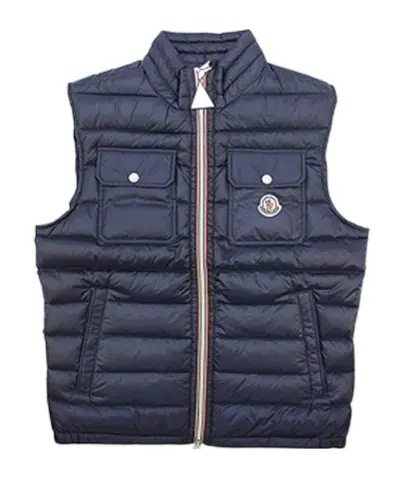 Moncler Sleeveless Down Vest With Logo Detail - Midnight Blue