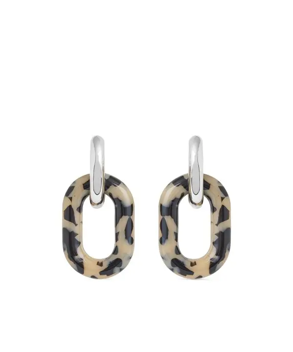 Rabanne Link Pattern Earrings - Silver/tortoise