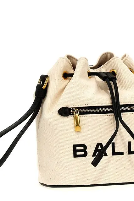 Bally Logo Printed Mini Bucket Bag - Nude