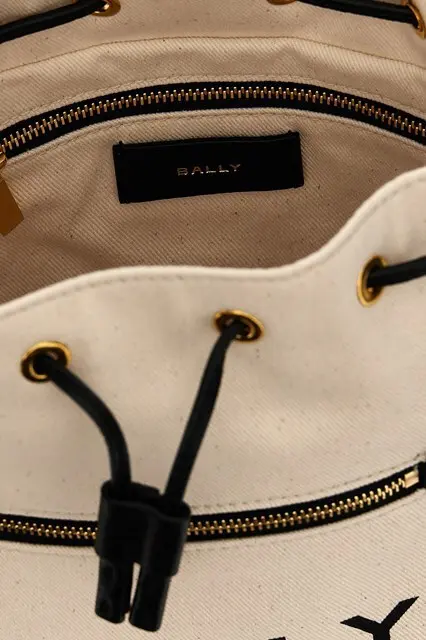 Bally Logo Printed Mini Bucket Bag - Nude