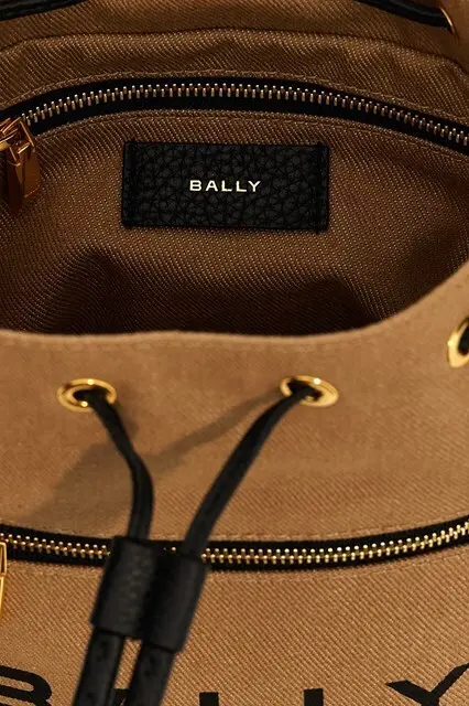 Bally Logo Printed Bar Mini Bucket Bag - Brown