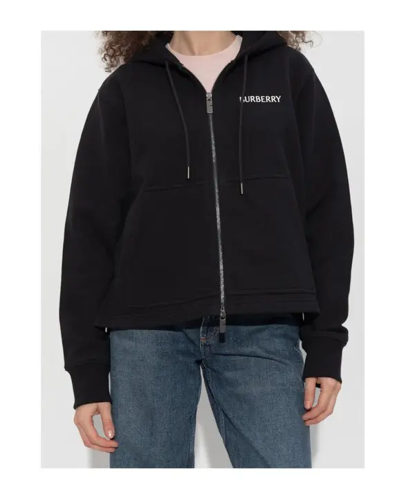 Burberry Logo Printed Zip-up Hoodie
