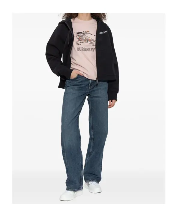 Burberry Logo Printed Zip-up Hoodie