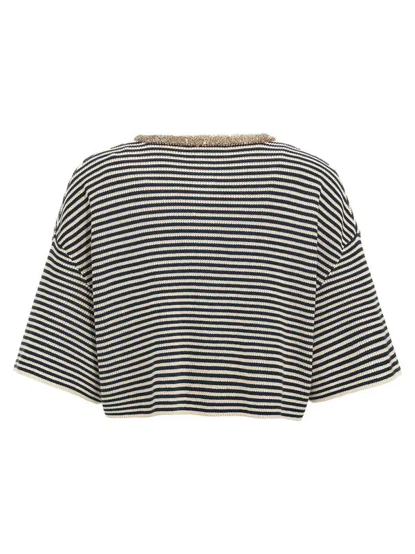 Brunello Cucinelli Striped Sequin Embellished Cardigan