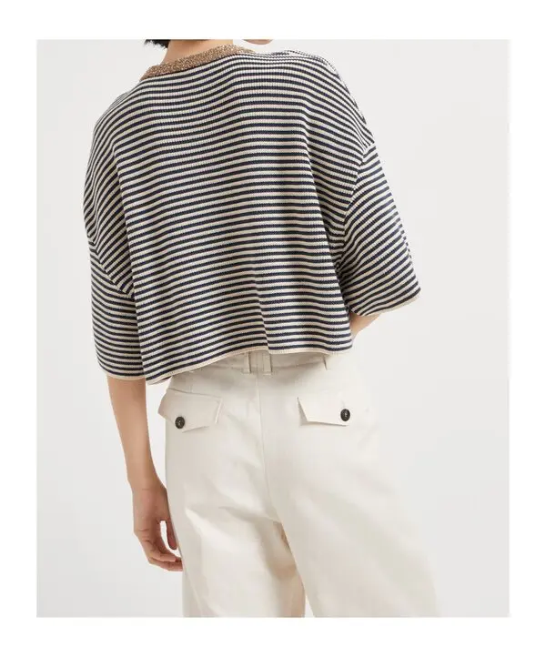 Brunello Cucinelli Striped Sequin Embellished Cardigan