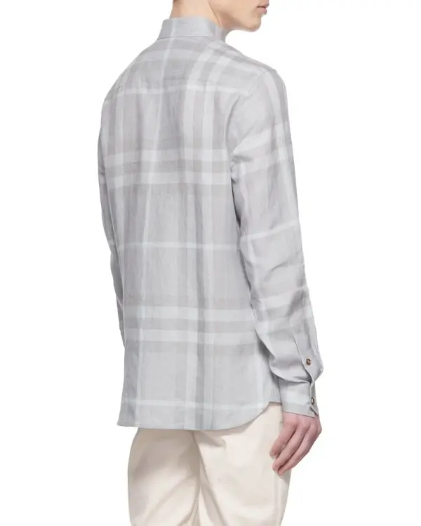 Burberry Button-down Collar Check Linen Shirt