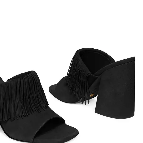 STUART WEITZMAN Tia Fringe Suede Mules