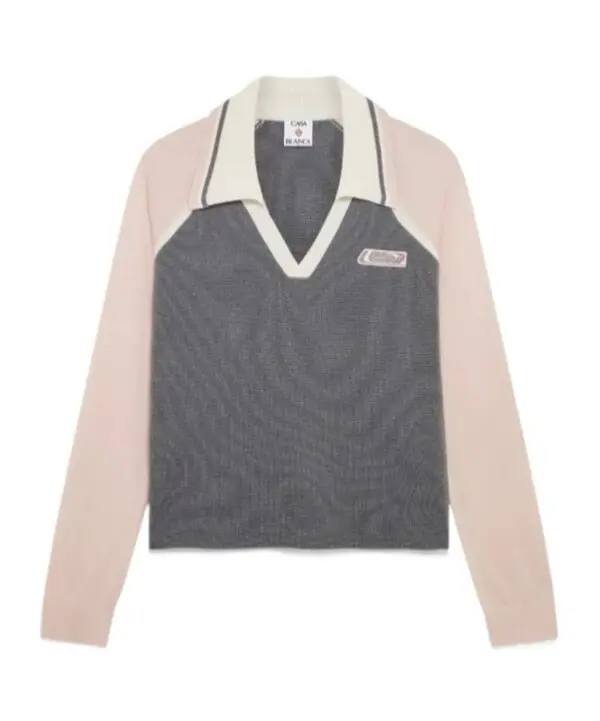 Casablanca Tennis Long Sleeve Polo Shirt - Nude