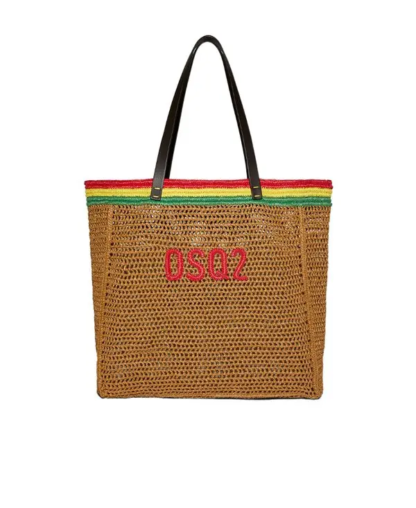 Dsquared2 Woven Tote Bag With Logo Detail - Brown