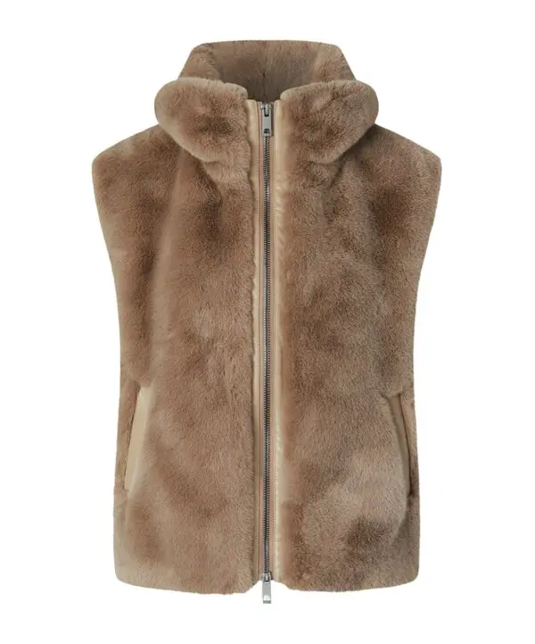 Pinko Faux Fur Zip-up Vest - Brown