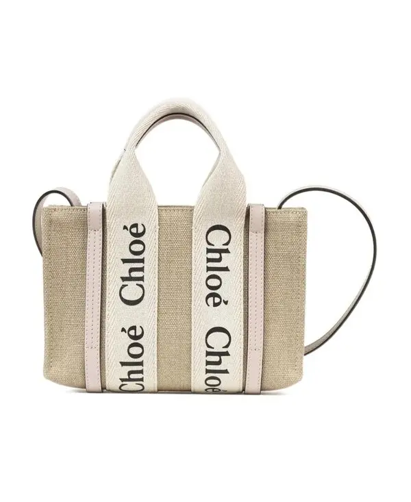 Chloé Woody Logo Detailed Mini Tote Bag - Nude