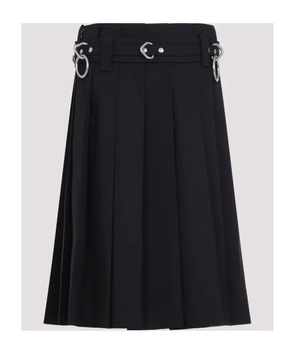Prada Pleated Midi Skirt With Buckled Belt