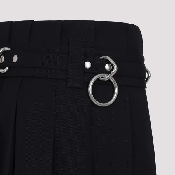 Prada Pleated Midi Skirt With Buckled Belt