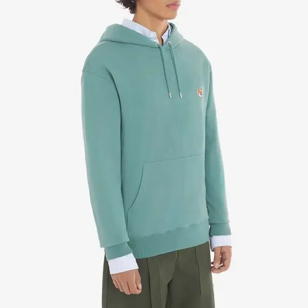 Maison Kitsuné Fox Head Patch Drawstring Hoodie - Blue