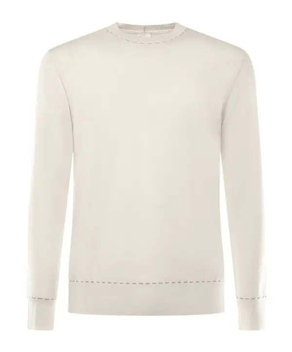 Eleventy Ribbed Crew Neck Sweater - White
