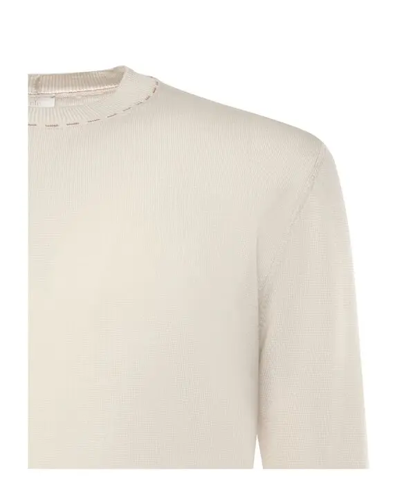 Eleventy Stitch-detailed Crewneck Knitted Jumper - White