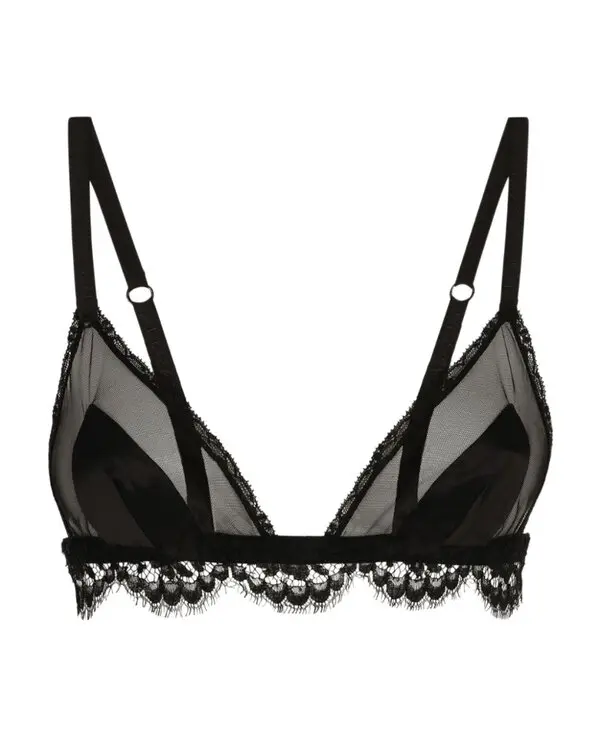 Dolce & Gabbana Dolce Gabbana Lace-detailed Triangle Cup Bra - Black