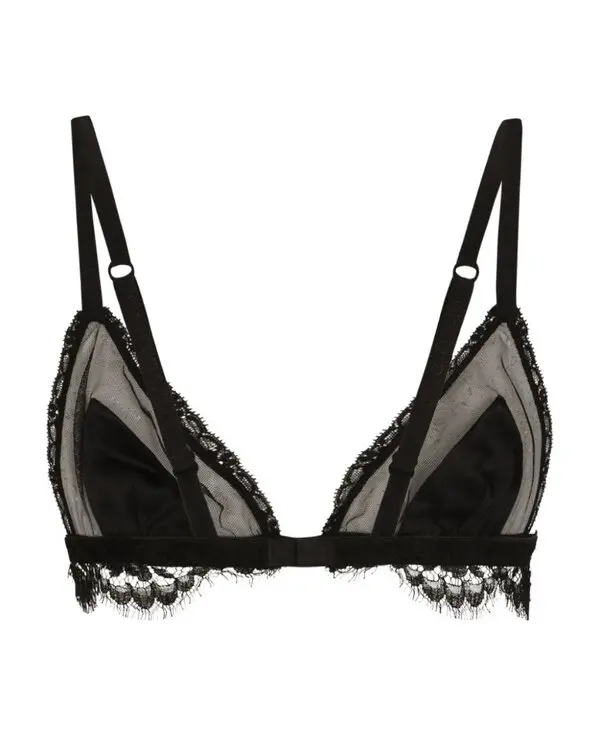 Dolce & Gabbana Dolce Gabbana Lace-detailed Triangle Cup Bra - Black