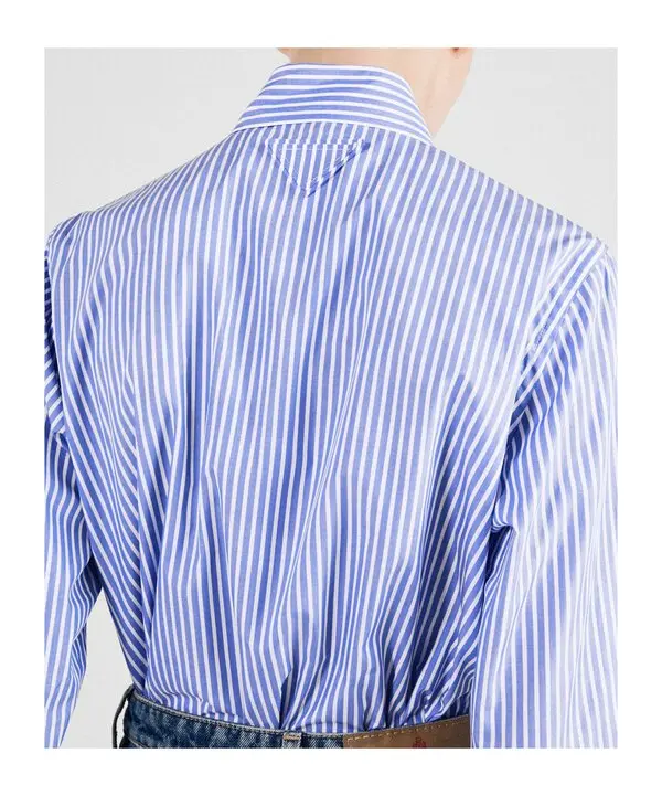 Prada Striped Shirt With Embellished Collar