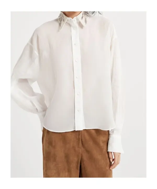 Brunello Cucinelli Floral Embroidered Shirt