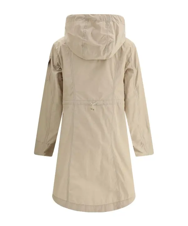 Moncler Laerte Parka Coat With Drawstring Waist And Hood - Beige
