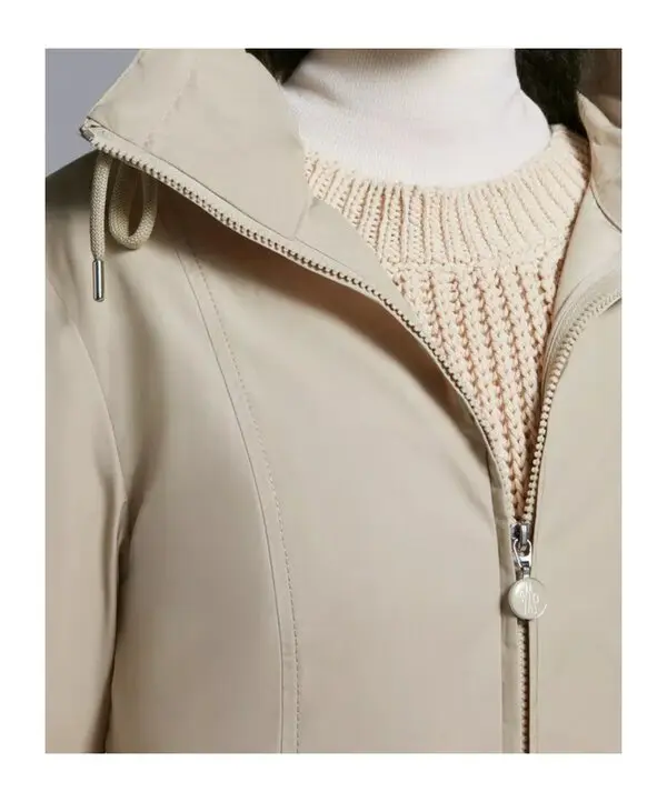 Moncler Laerte Parka Coat With Drawstring Waist And Hood - Beige