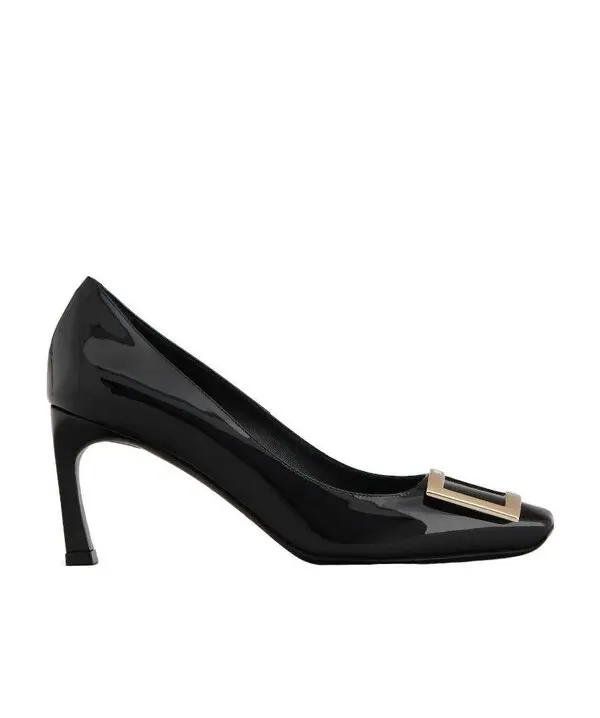ROGER VIVIER Trompette Patent Leather Pumps With Metal Buckle - Black
