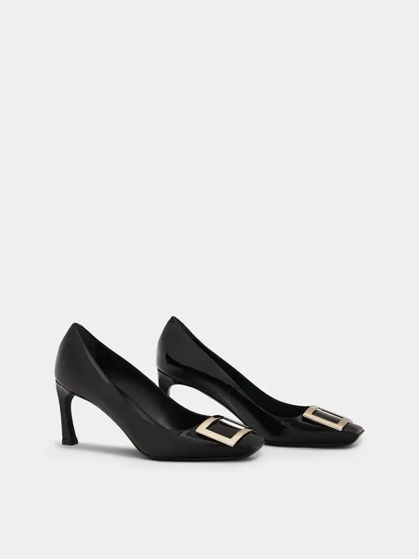ROGER VIVIER Trompette Patent Leather Pumps With Metal Buckle - Black