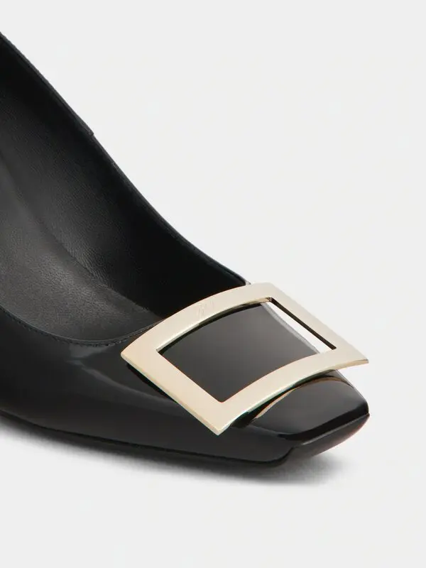 ROGER VIVIER Trompette Patent Leather Pumps With Metal Buckle - Black