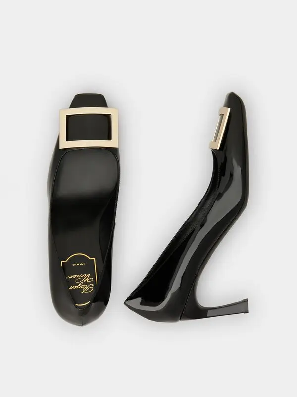 ROGER VIVIER Trompette Patent Leather Pumps With Metal Buckle - Black