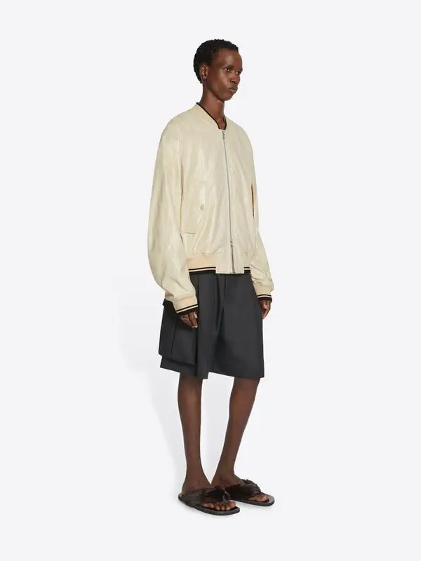 Dries Van Noten Zip-detail Coated Bomber Jacket - Nude
