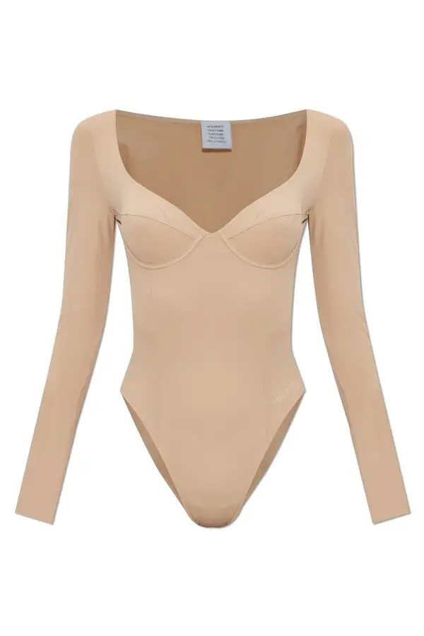 Vetements Long-sleeved V-neck Bodysuit - Nude
