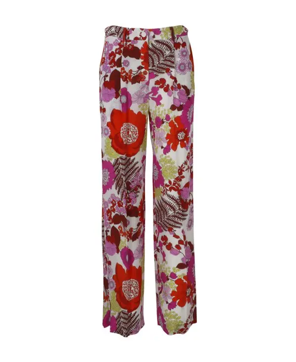 P.a.r.o.s.h Floral Print Flared Trousers - Gray