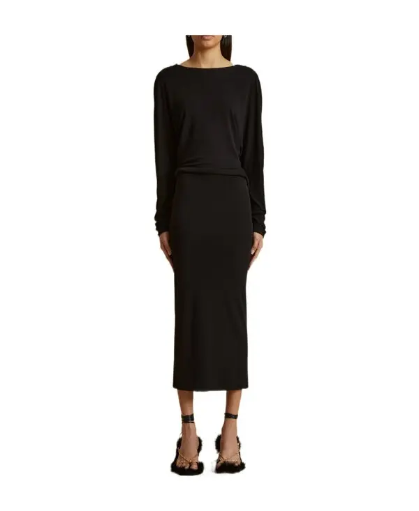 Khaite Trina Long-sleeved Open-back Midi Dress
